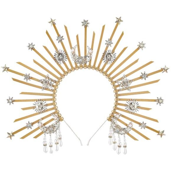 Accessories | Sunburst Spike Sun Crown Moon Star Greek Goddess Gold ...